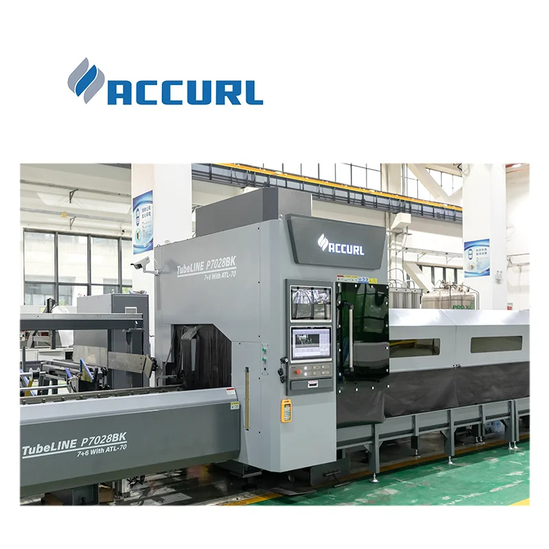 ACCURL Automated Loading Metal Fiber Laser Cutting Machine for Stainless Steel Pipe Laser ...